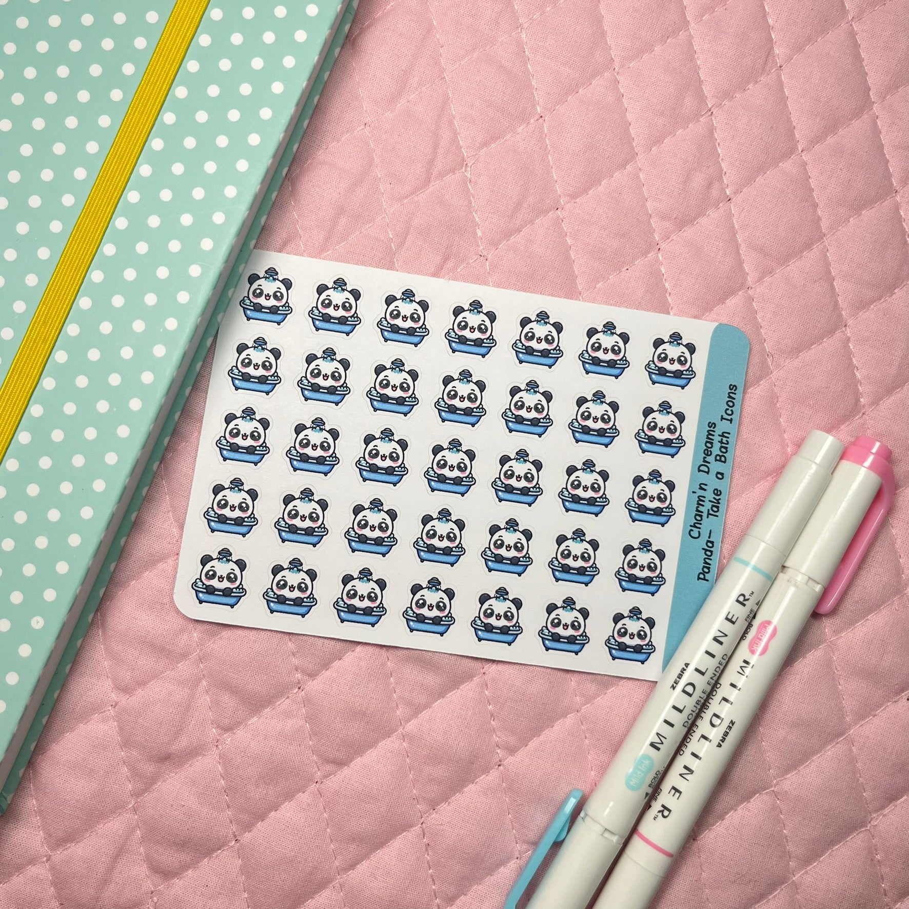 Panda Take a Bath Bath Time Icon Planner Stickers – Charm'n Dreams