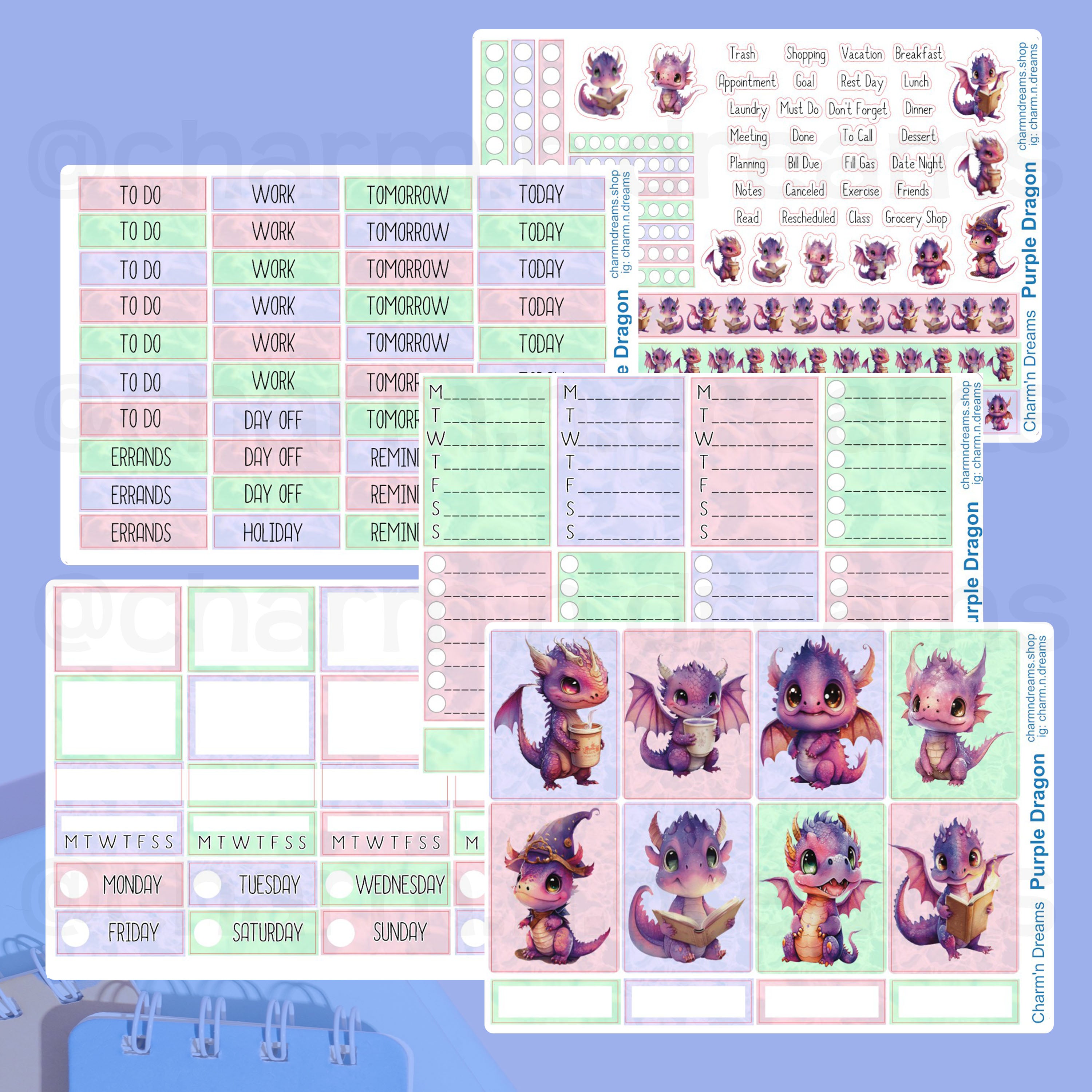 Purple Dragons Premium Planner Sticker Kit – Charm'n Dreams
